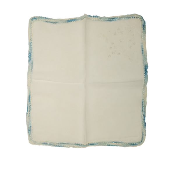 Accessories | Vintage Handkerchief Blue Ombre Crochet Border White ...
